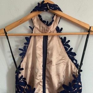 Lulu’s | Dresses | Lulus Divine Destiny Navy Blue Lace Midi Dress ...